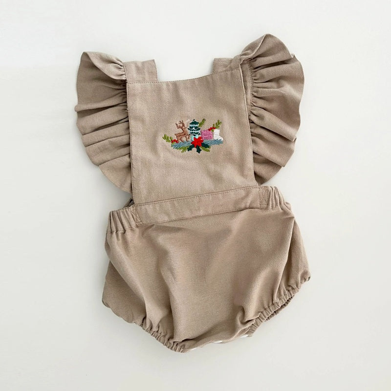 Dukes The Brand Sand Embroidered Ruffle Overalls – Outlet Shop For Kids